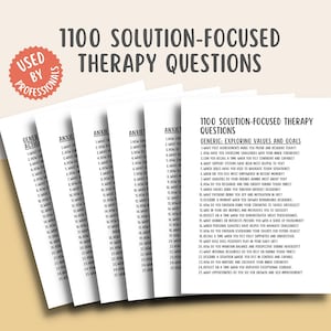 1100 Solution Focused Brief Therapy Questions, SFBT SFT Intervention ...