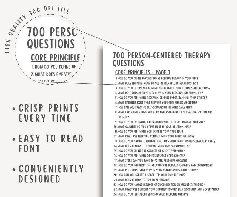 700 Person-centered Therapy Questions, Core Principals, Self-concept ...