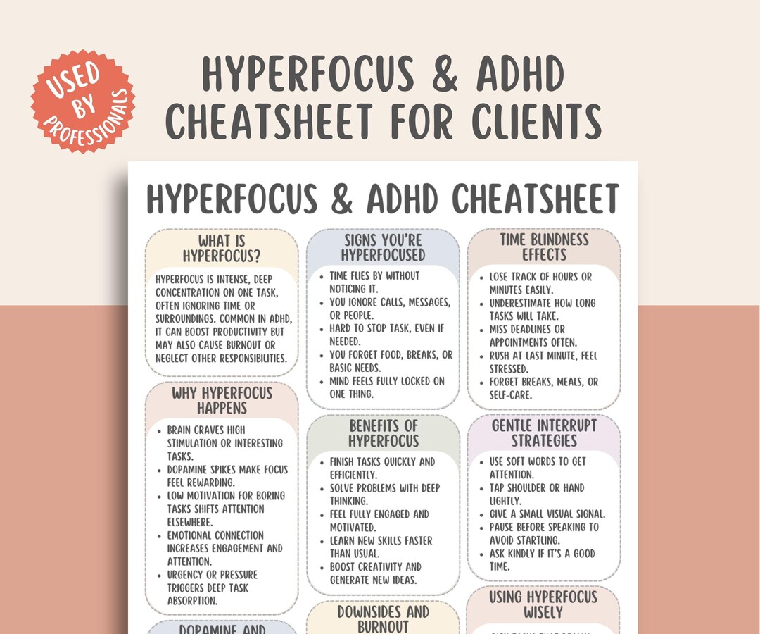 Hyperfocus & ADHD Cheatsheet, Deep Focus Cycles, Time Blindness ...