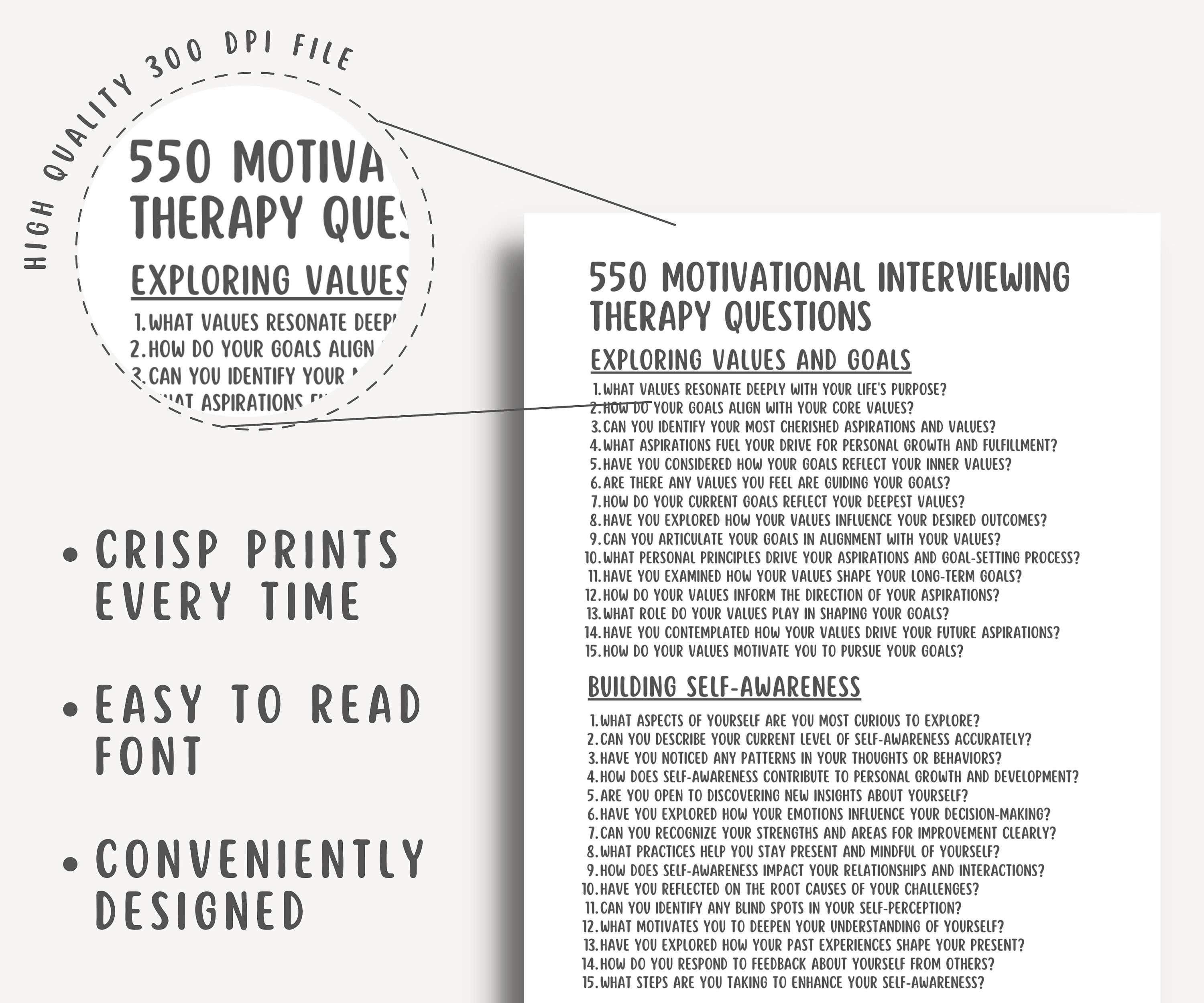 550 Motivational Interviewing Questions, MI Psychotherapy Notes Stages ...