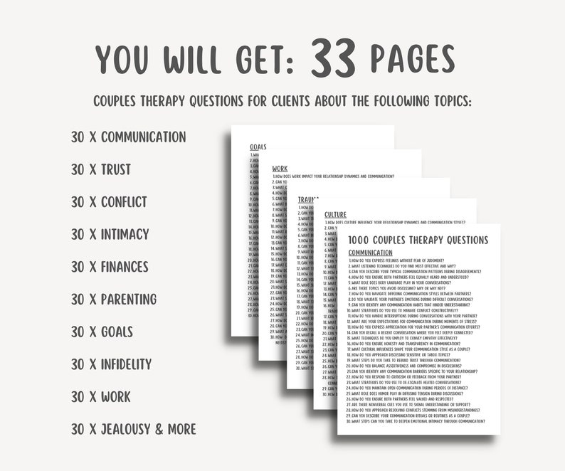 1000 Couples Therapy Questions, Marriage Counselling Session Questions ...