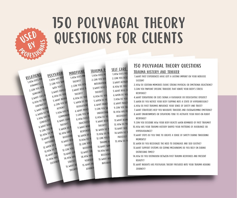 150 Polyvagal Theory Questions, Therapy Interventions Cheat Sheet ...