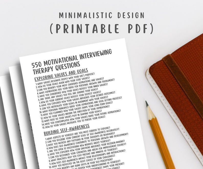 550 Motivational Interviewing Questions, MI Psychotherapy Notes Stages ...