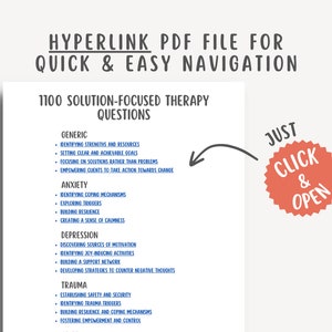 1100 Solution Focused Brief Therapy Questions, SFBT SFT Intervention ...