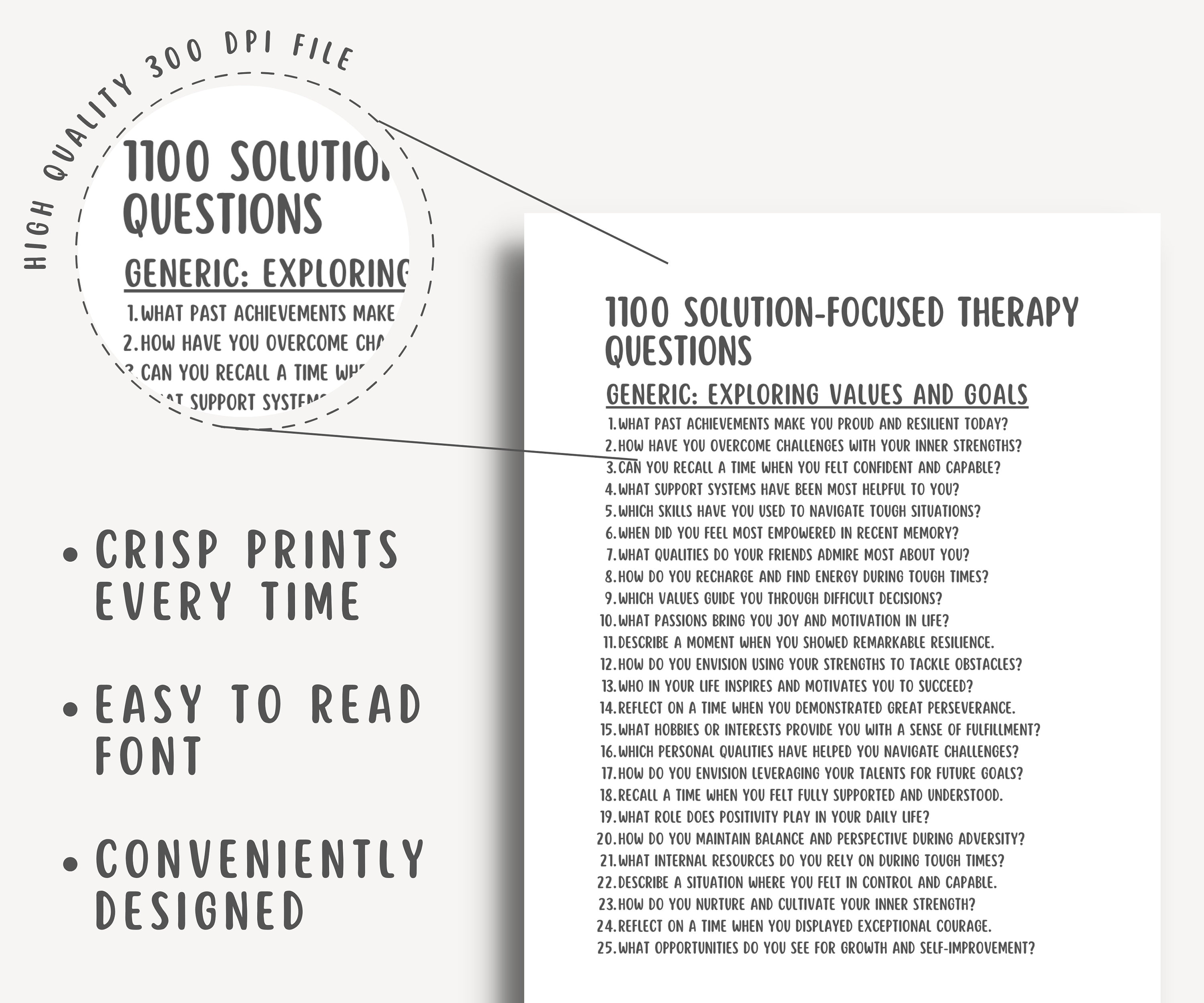 1100 Solution Focused Brief Therapy Questions, SFBT SFT Intervention ...