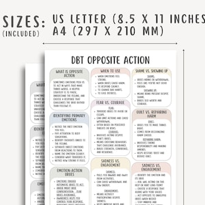 DBT Opposite Action Cheat Sheet PDF, Emotion Regulation, Coping Skills ...