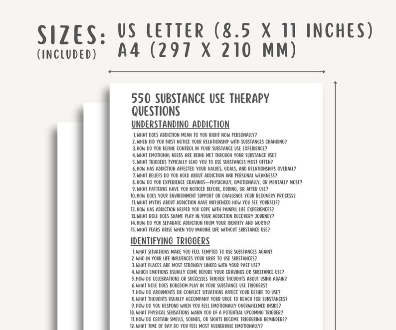 550 Substance Use Therapy Questions, Addiction Recovery Workbook ...
