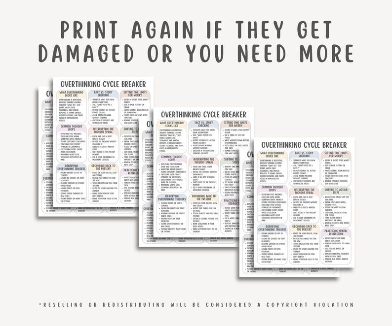 Overthinking Cycle Breaker Cheatsheet, Anxiety Relief Tool, Mindfulness ...