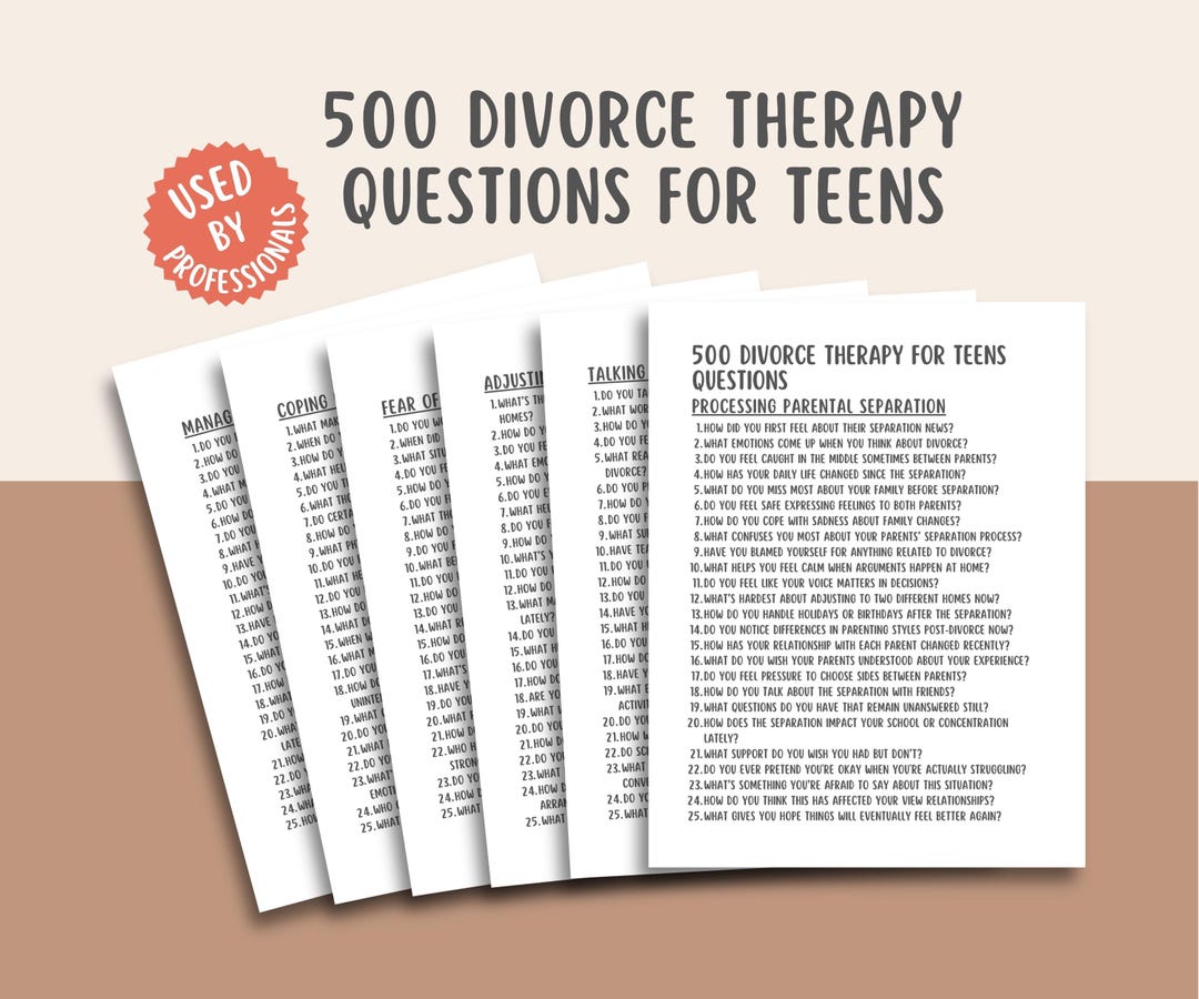 500 Divorce Therapy Questions for Teens, Family Change Workbook, Teen ...