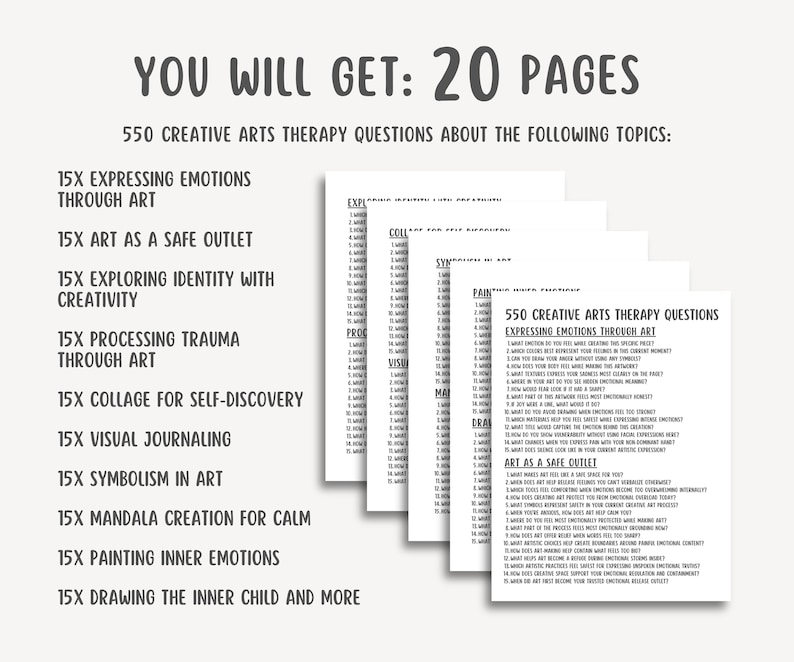 550 Creative Arts Therapy Questions, Art Therapy Prompts, Mental Health ...