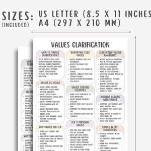 Values Clarification Cheatsheet, Therapy Worksheet, Self Discovery Tool ...