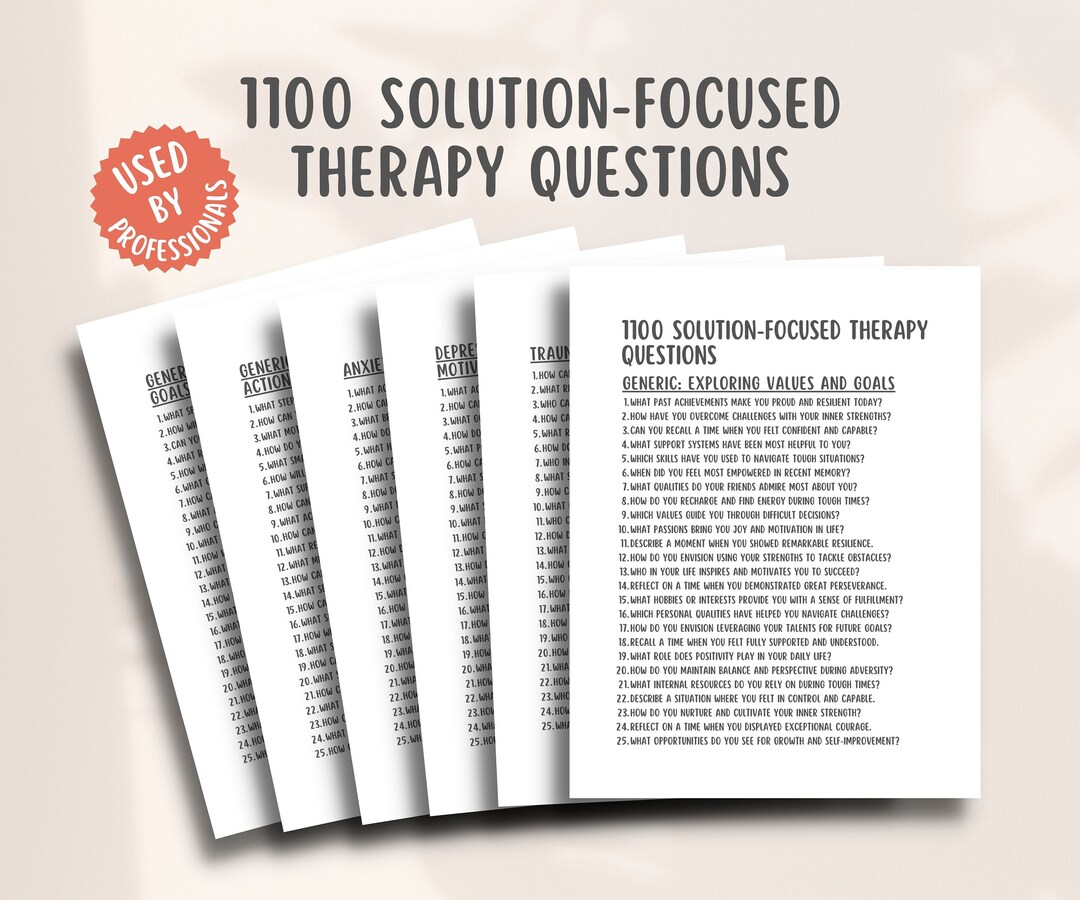 1100 Solution Focused Brief Therapy Questions, SFBT SFT Intervention ...
