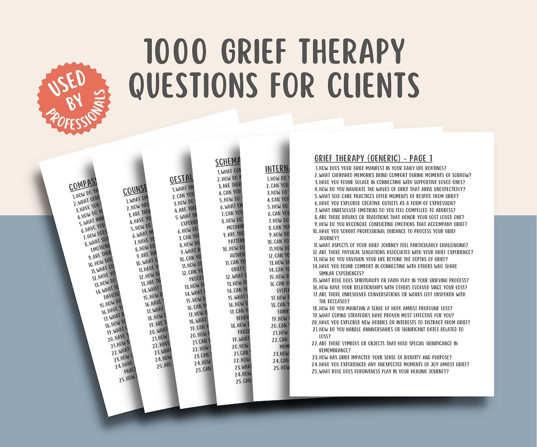 1000 Grief Therapy Questions, Grief and Loss Therapy Interventions, ACT ...