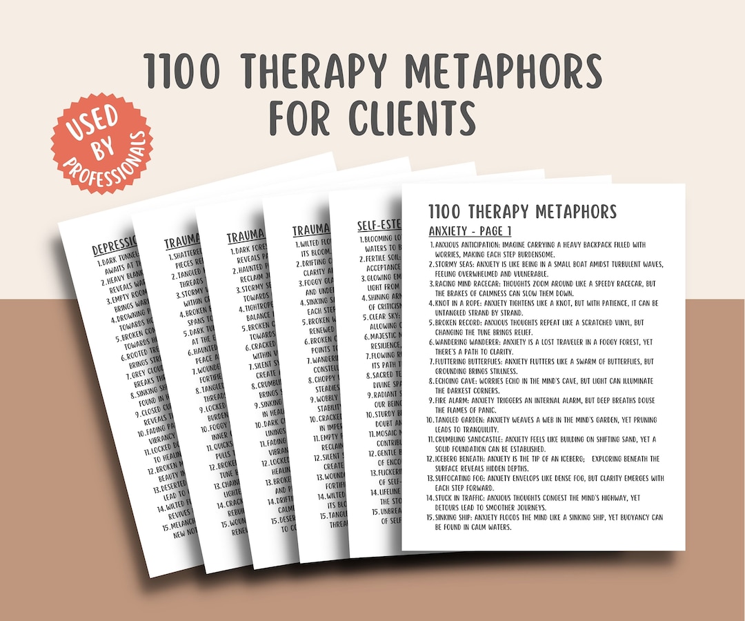 1100 Therapy Metaphors Bundle, Therapy Interventions Cheat Sheet ...