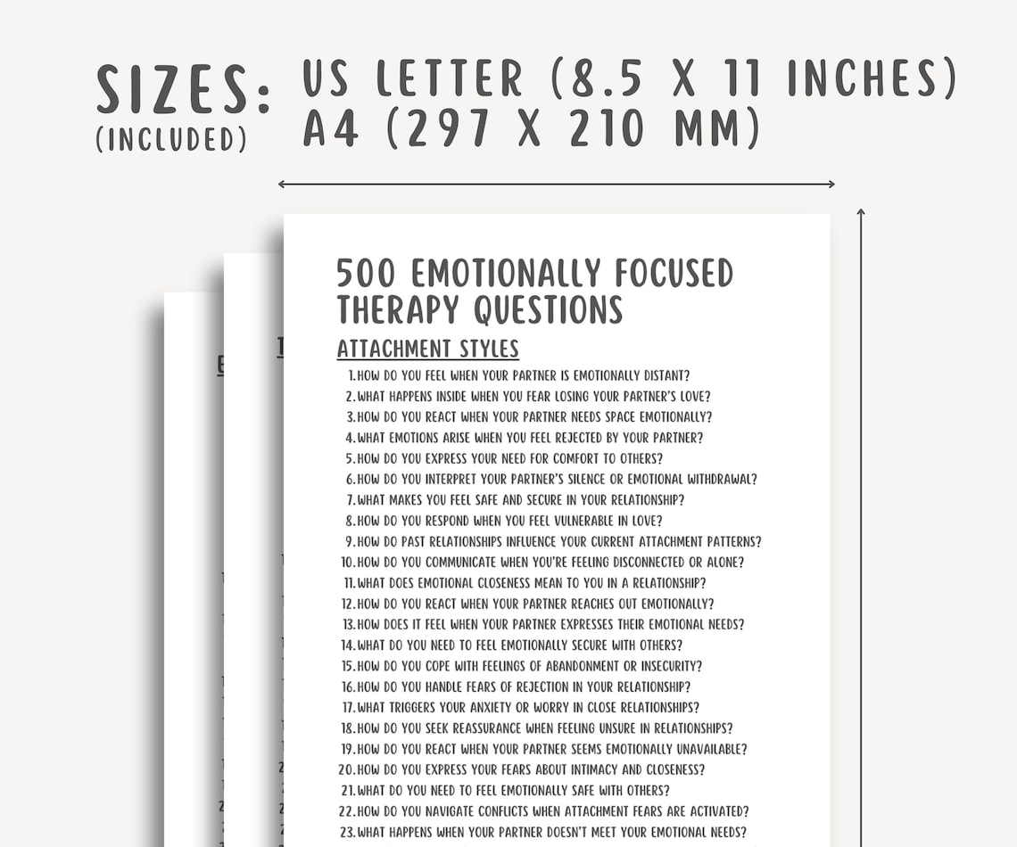 500 Emotionally Focused Therapy EFT Questions, Therapy Interventions ...