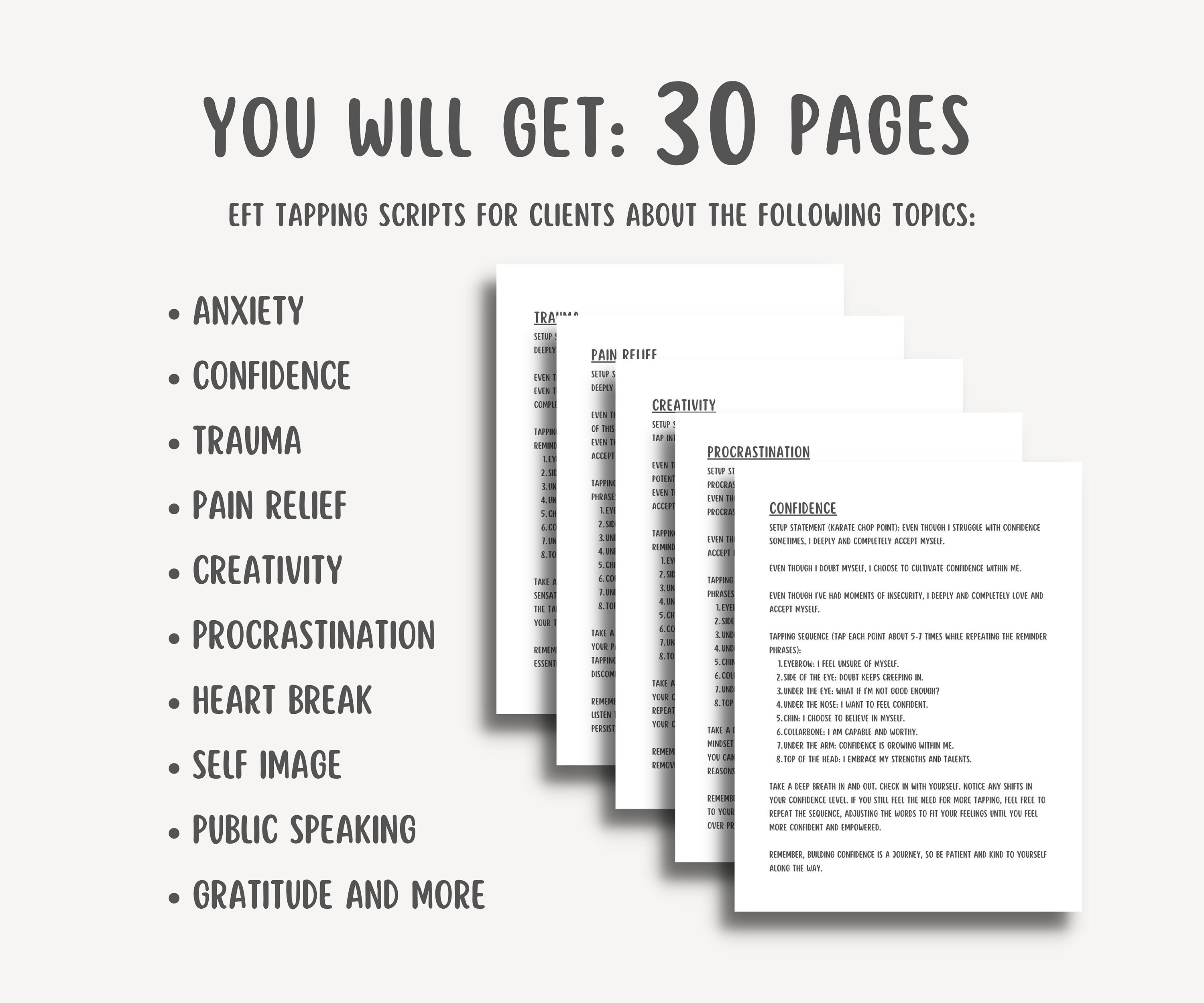 30 EFT Tapping Therapy Scripts, Somatic Coping Skills, Emotionally ...