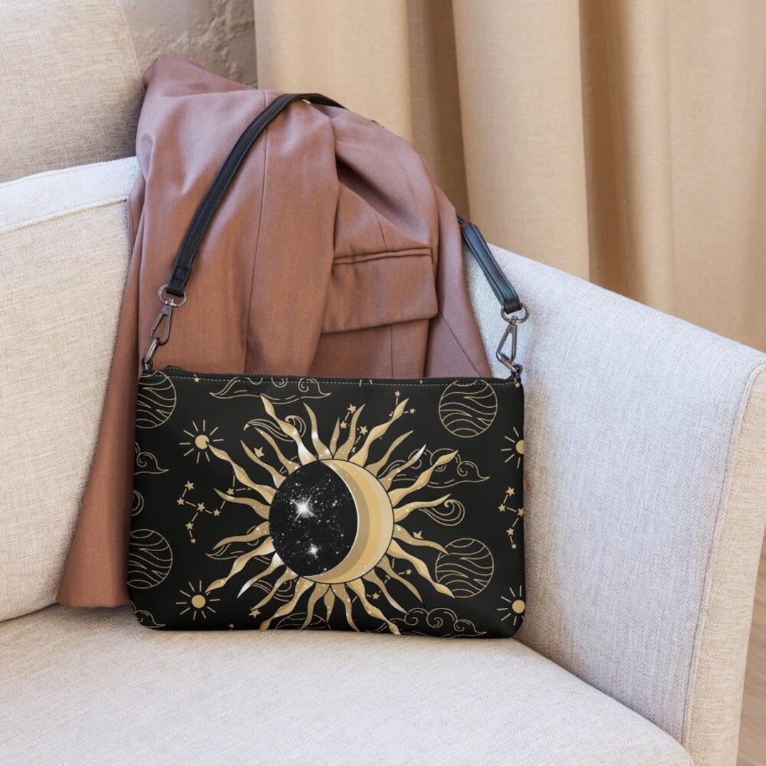Sun and Moon Celestial Crossbody Bag or Clutch ~ Adjustable Witchy ...