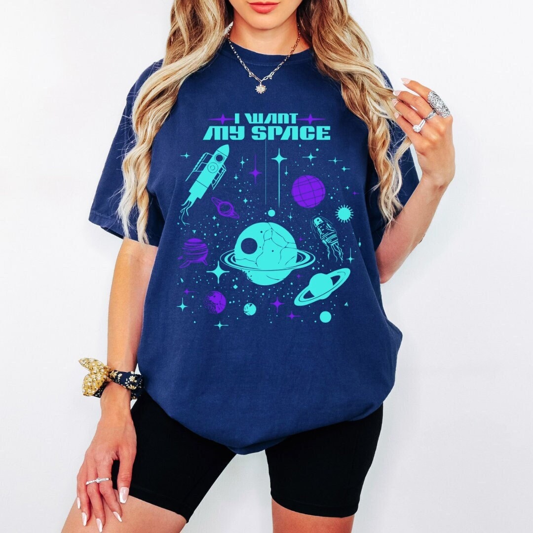 I Want My Space Galaxy Rocket Ship T-shirt Black or True Navy Comfort ...