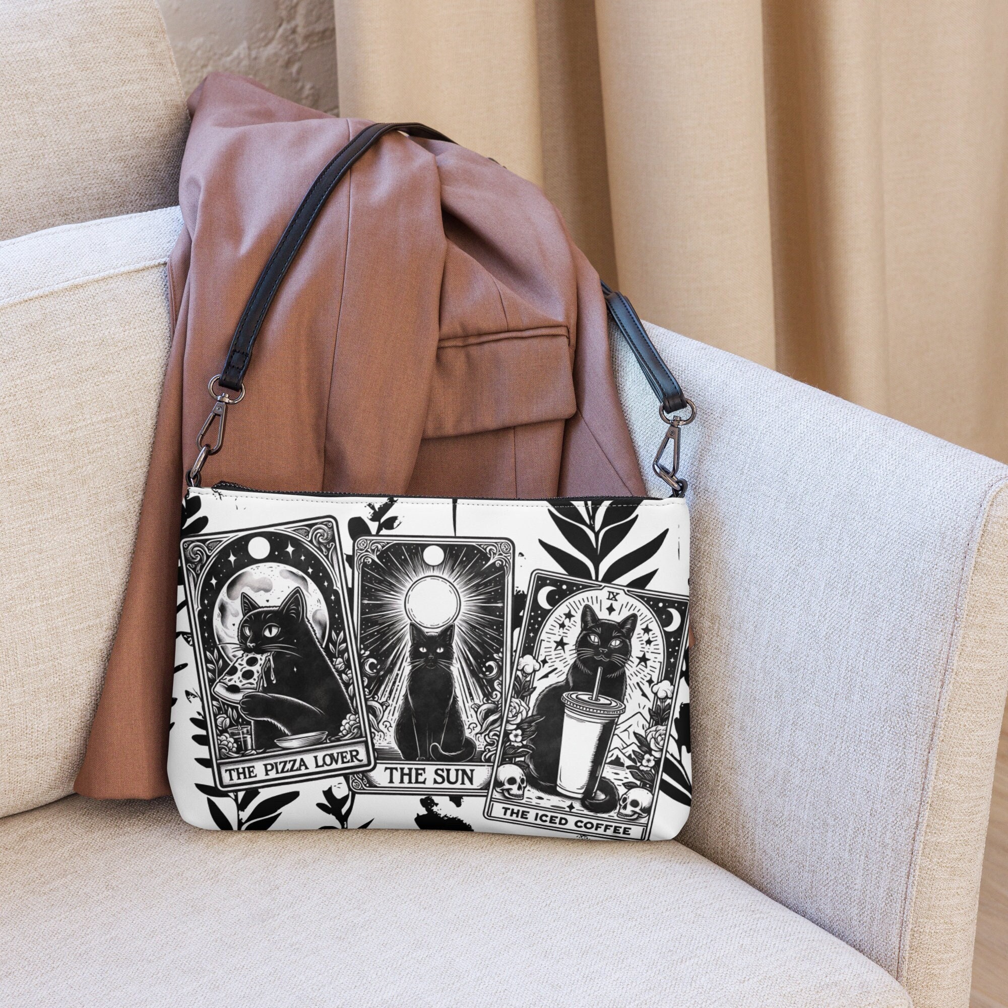 Black Cat Funny Tarot Purse or Clutch for Women Witchy Crossbody Bag ...