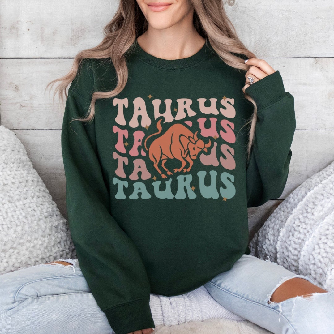 Taurus Retro Pastel Zodiac Sign Sweatshirt ~ Choose Green or Black ...