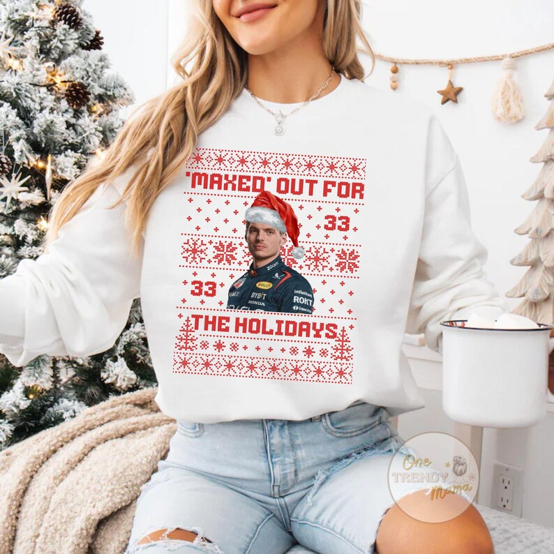 Adult Ugly F1 Christmas Sweater Formula One Racing Crewneck Holiday ...