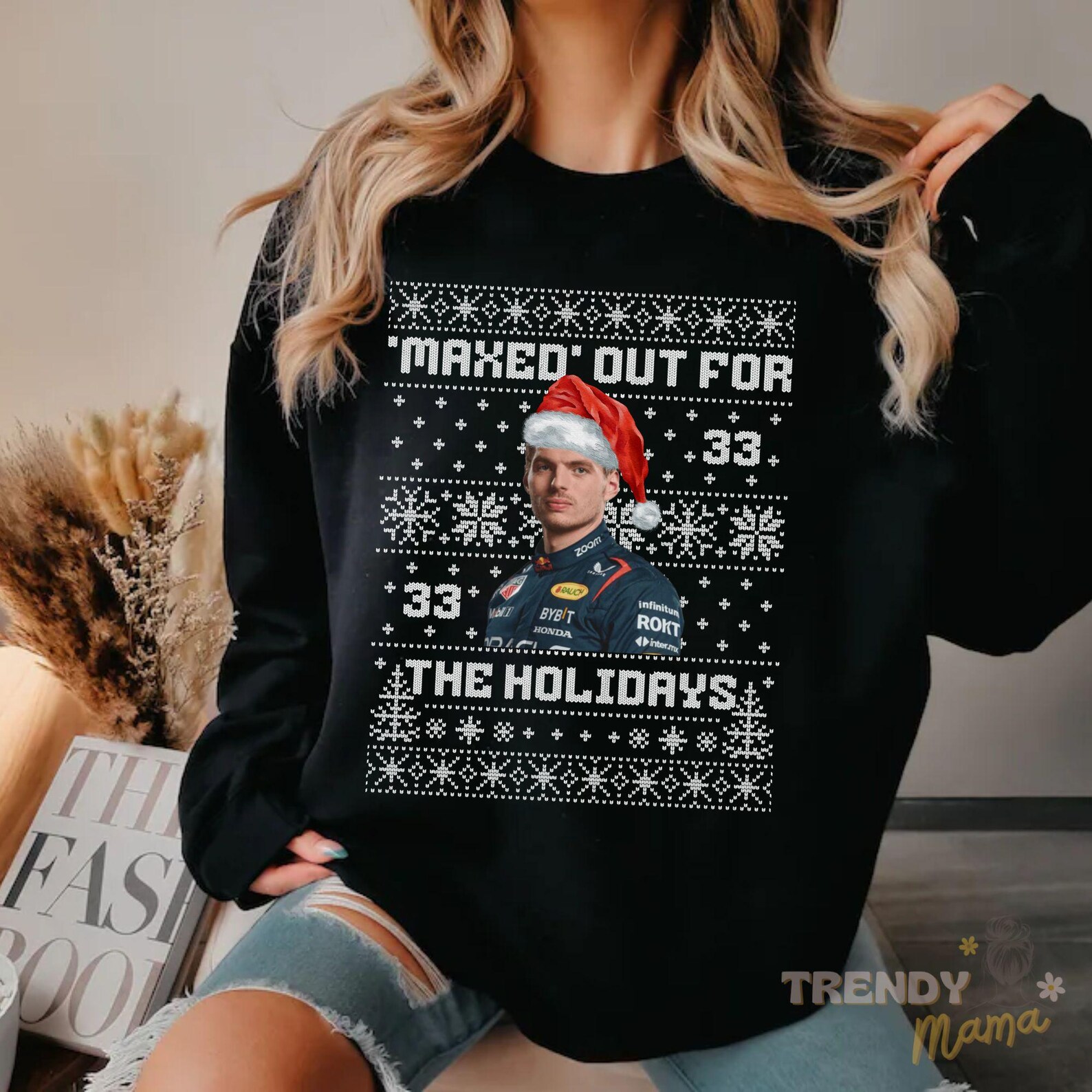 Adult Ugly F1 Christmas Sweater Formula One Racing Crewneck Holiday ...