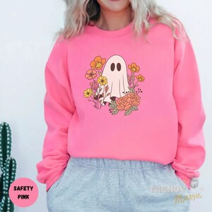 Boho Flowers and Ghost Sweatshirt,vintage Flower Ghost Sweater,retro ...