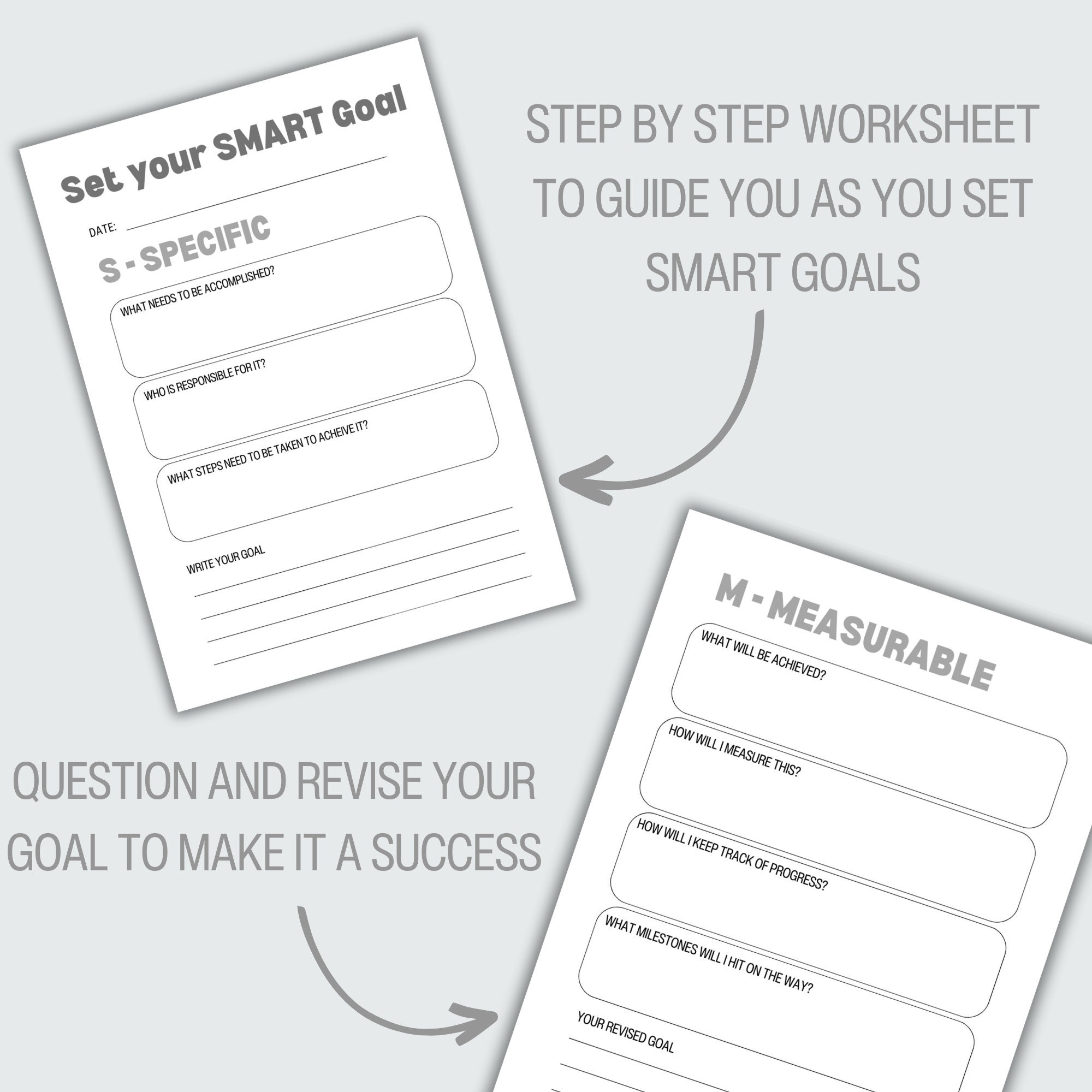 SMART Goals Worksheet PDF SMART Goals Template Smart Goal Setting Sheet ...