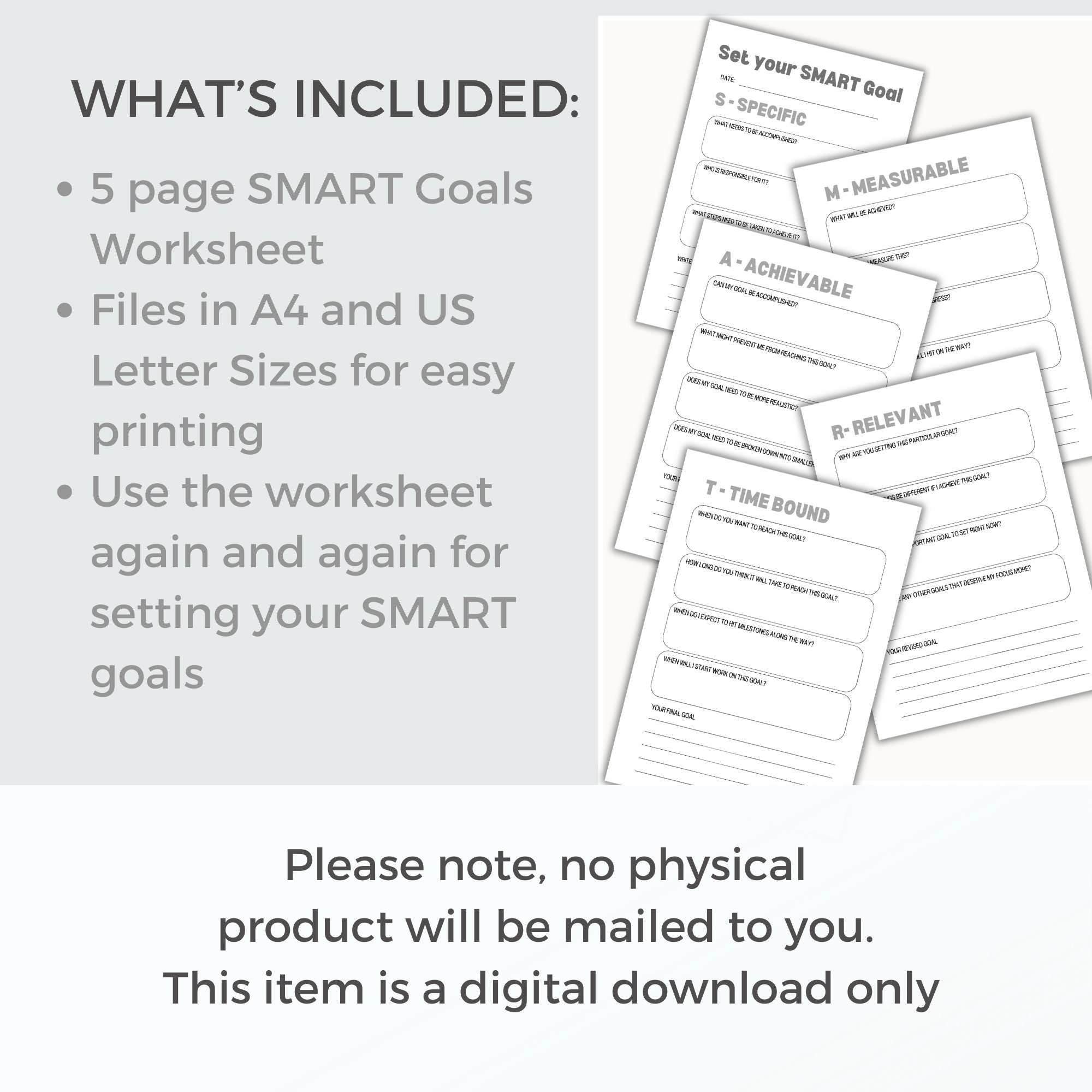 SMART Goals Worksheet PDF - SMART Goals Template - Smart Goal Setting ...