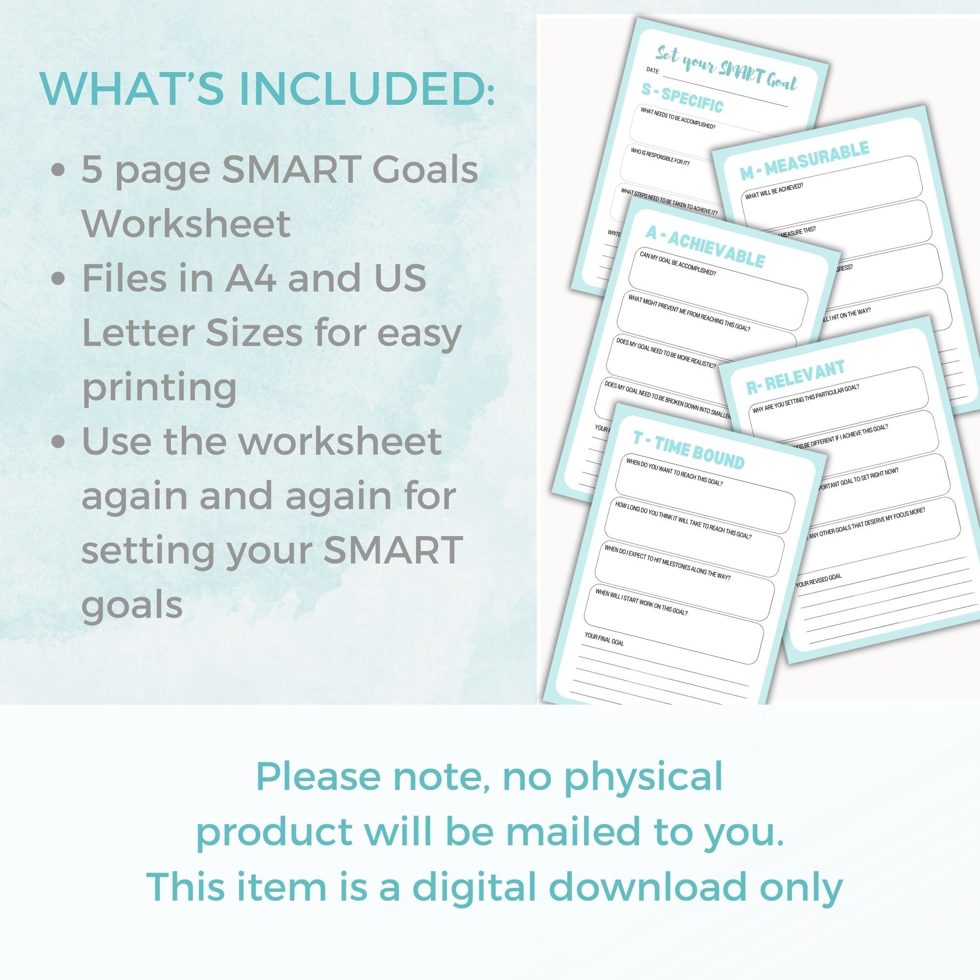 SMART Goals Worksheet PDF - SMART Goals Template - Smart Goal Setting ...