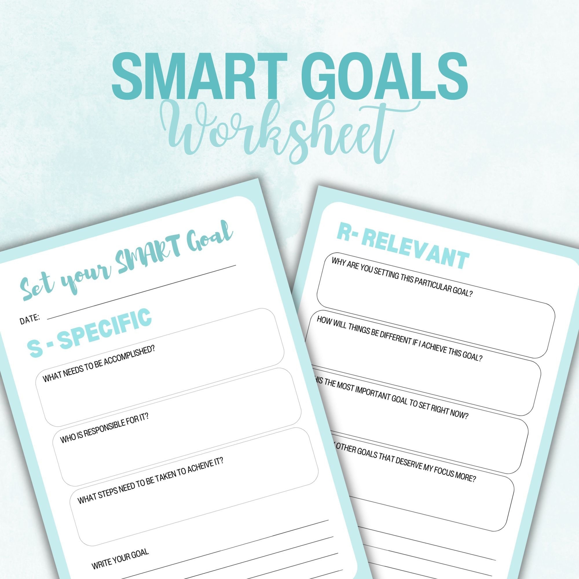 SMART Goals Worksheet PDF SMART Goals Template Smart Goal Setting Sheet ...
