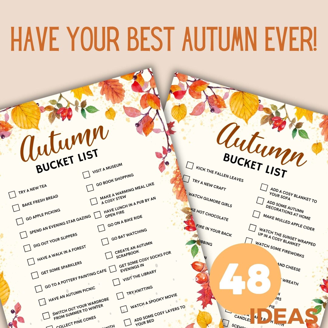 Autumn Bucket List Printable Fall Bucket List Pdf Autumn Ideas Fall ...