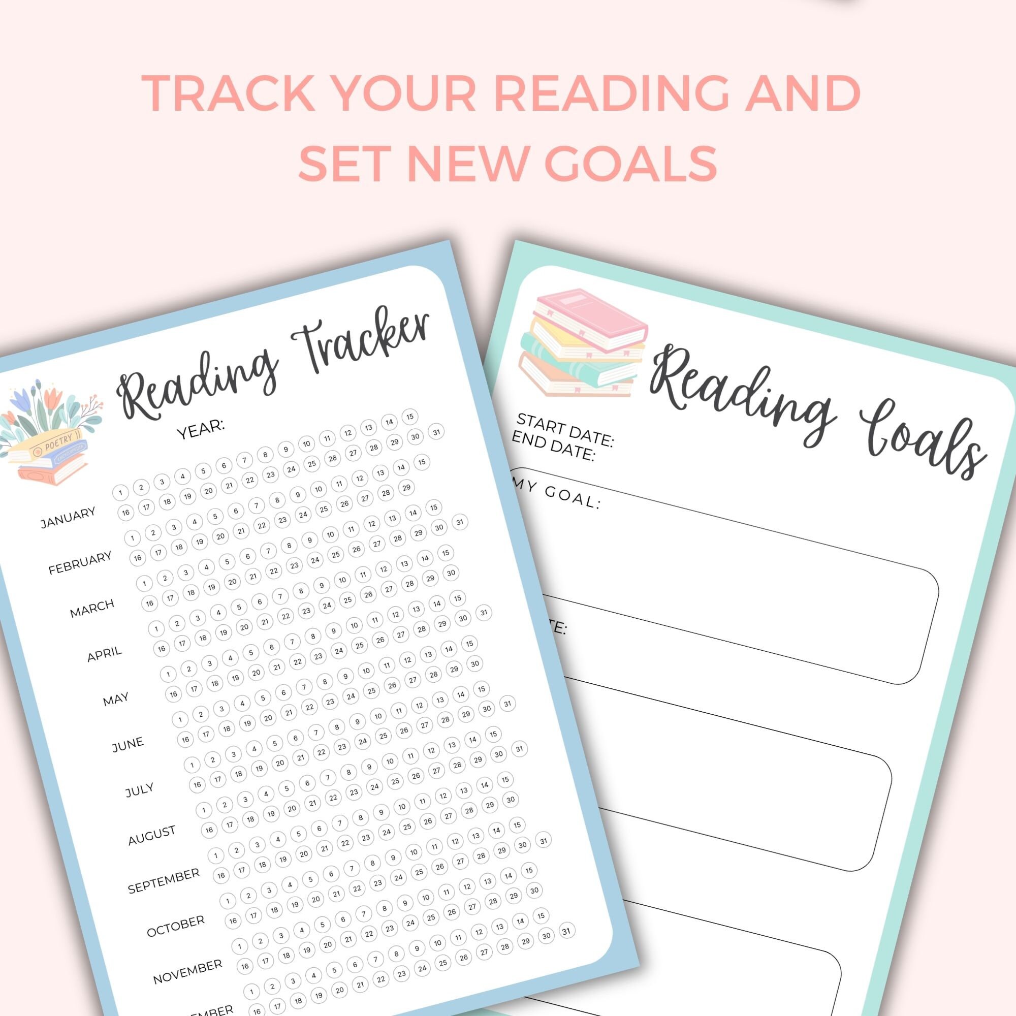 Reading Journal and Planner Printable Reading Tracker - Etsy