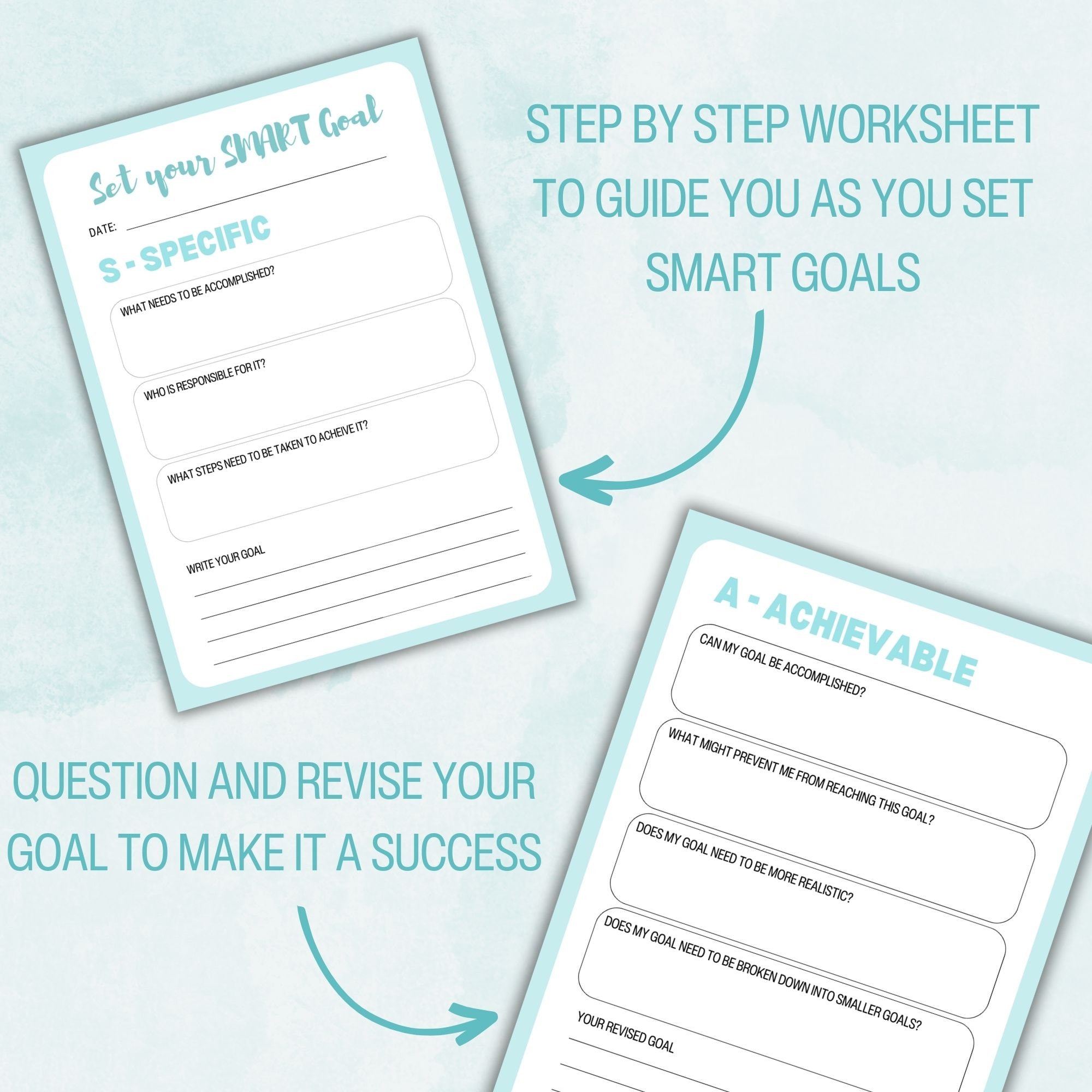 SMART Goals Worksheet PDF SMART Goals Template Smart Goal Setting Sheet ...