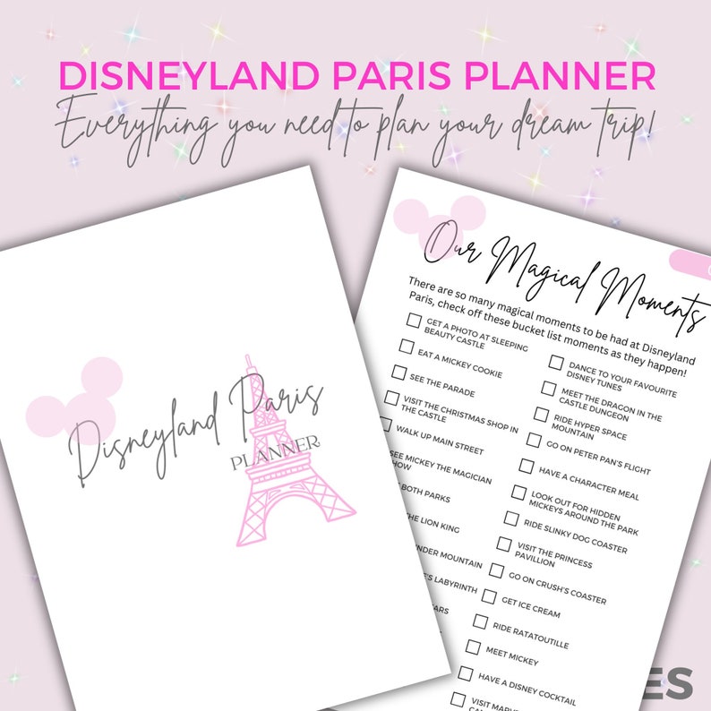 Disneyland Paris Planner PDF Printable Travel Planner - Etsy