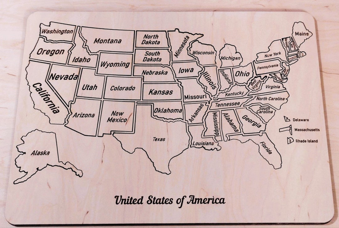 United States Wooden Puzzle Map: Laser Cut Digital File for DIY Wood ...