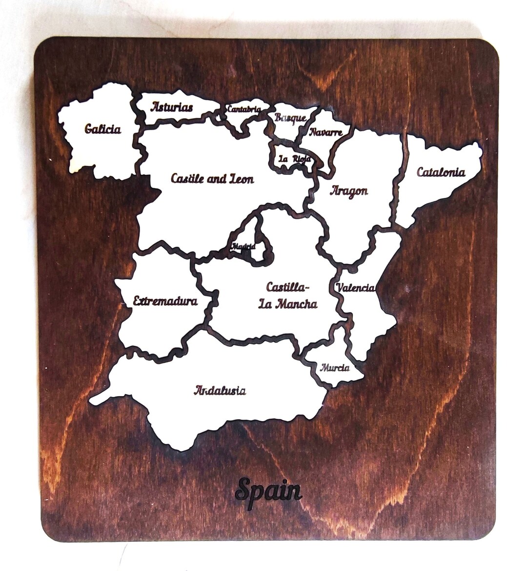 Spain Map Vector Laser Cutting File, Spain Map Puzzle, Glowforge Madrid ...