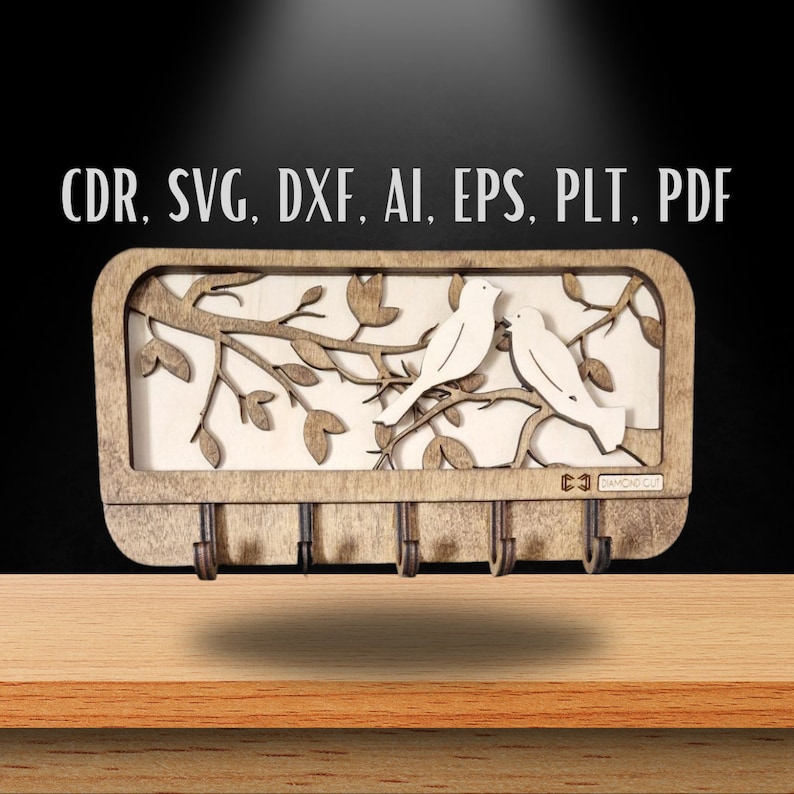 Wooden Keyholder Project for Laser Cut | Birds Love Wooden Key Holder ...
