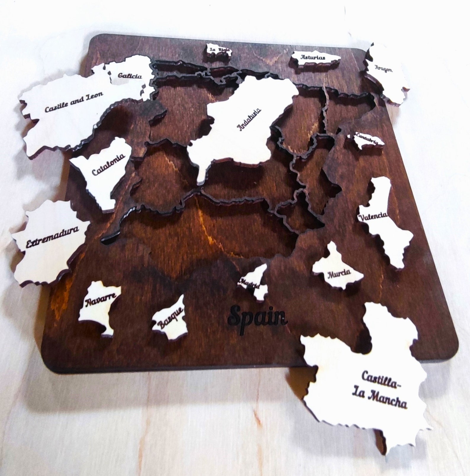 Spain Map Vector Laser Cutting File, Spain Map Puzzle, Glowforge Madrid ...