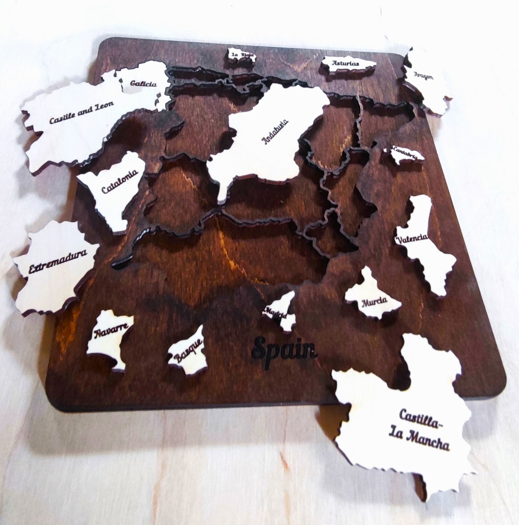 Spain Map Vector Laser Cutting File, Spain Map Puzzle, Glowforge Madrid ...