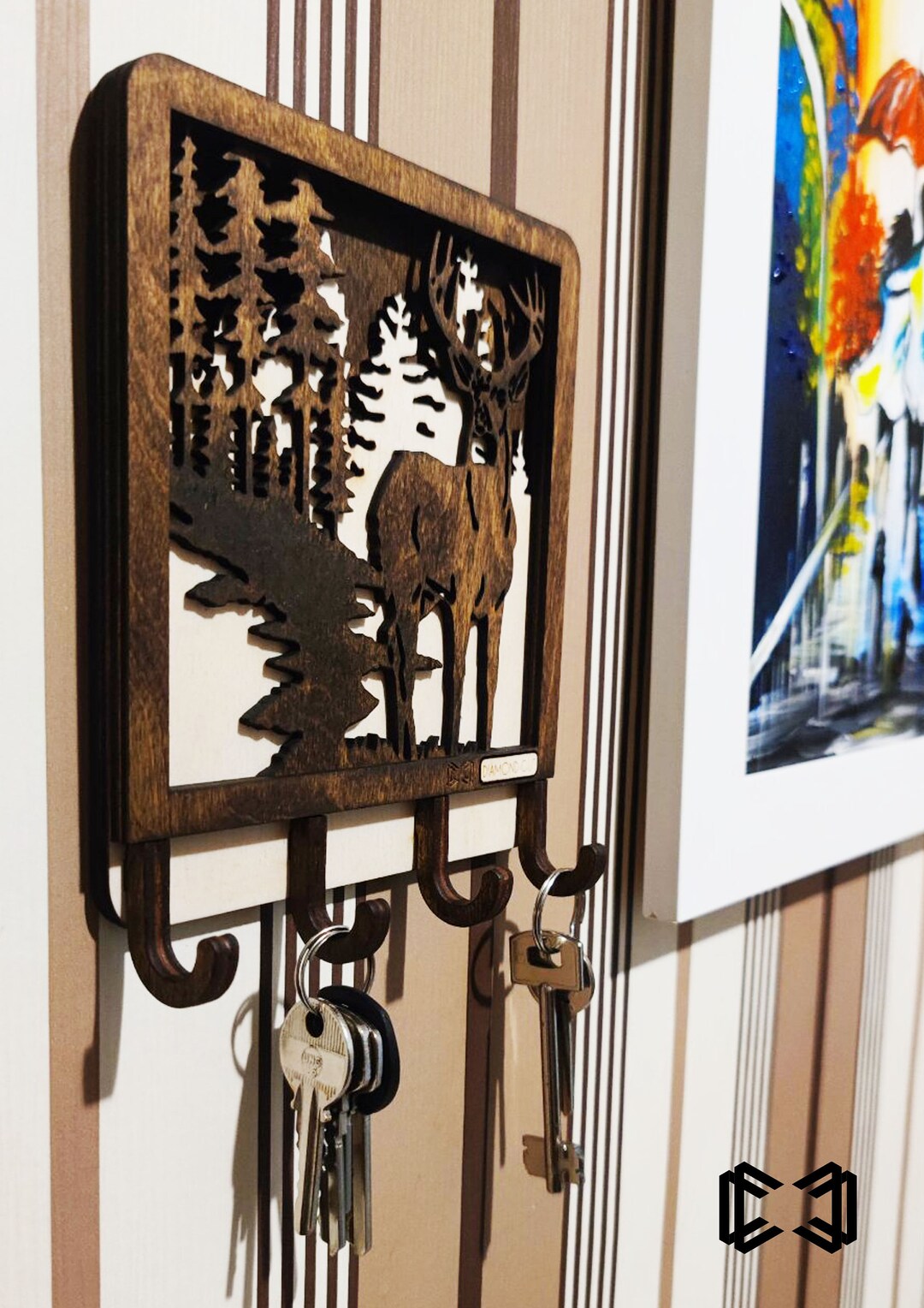 Wooden Key Holder: Nature-inspired SVG Design for CNC Cutting, Dxf, Eps ...