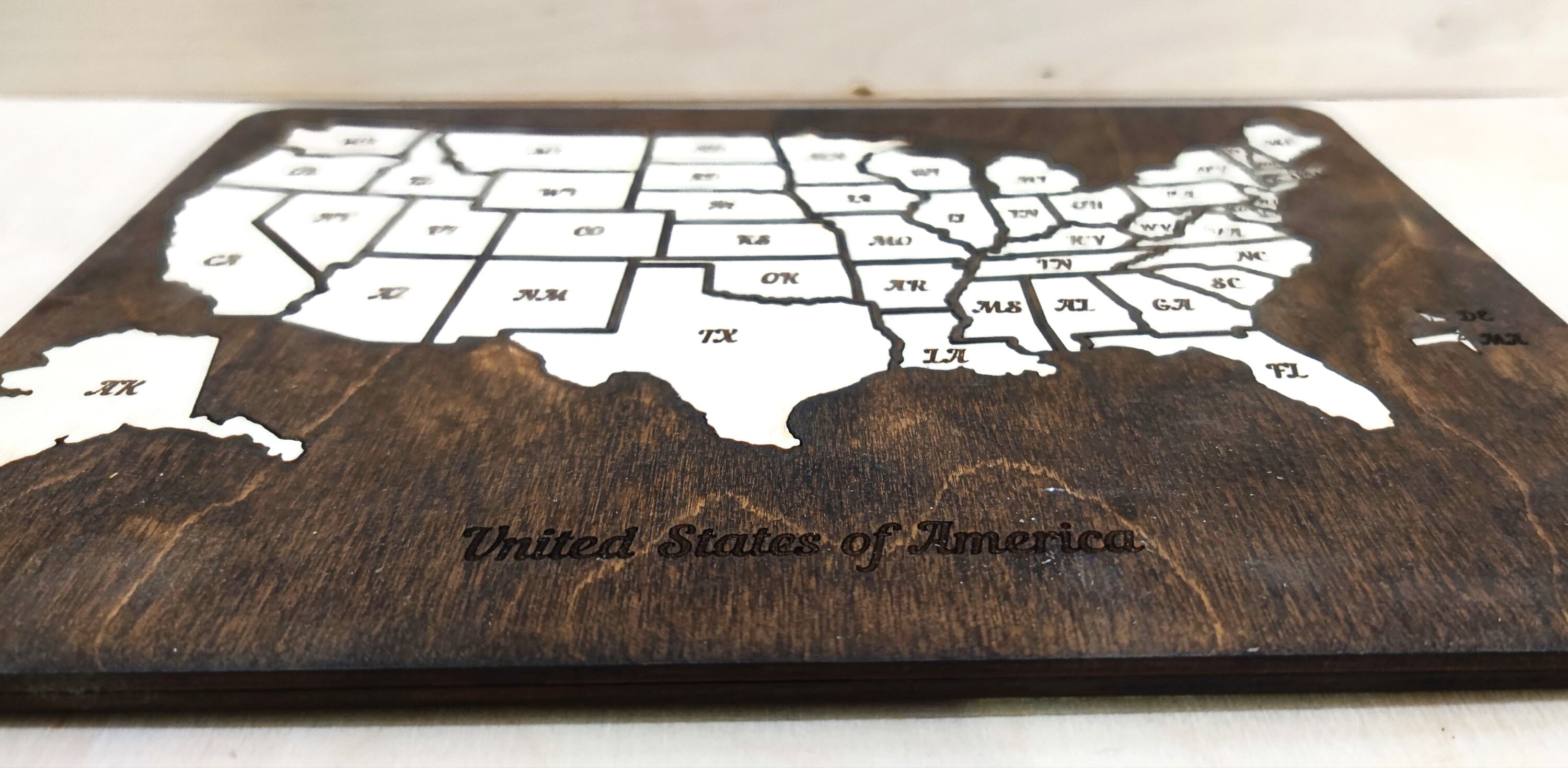 United States Wooden Puzzle Map With Capital City Under/ USA Map Puzzle ...