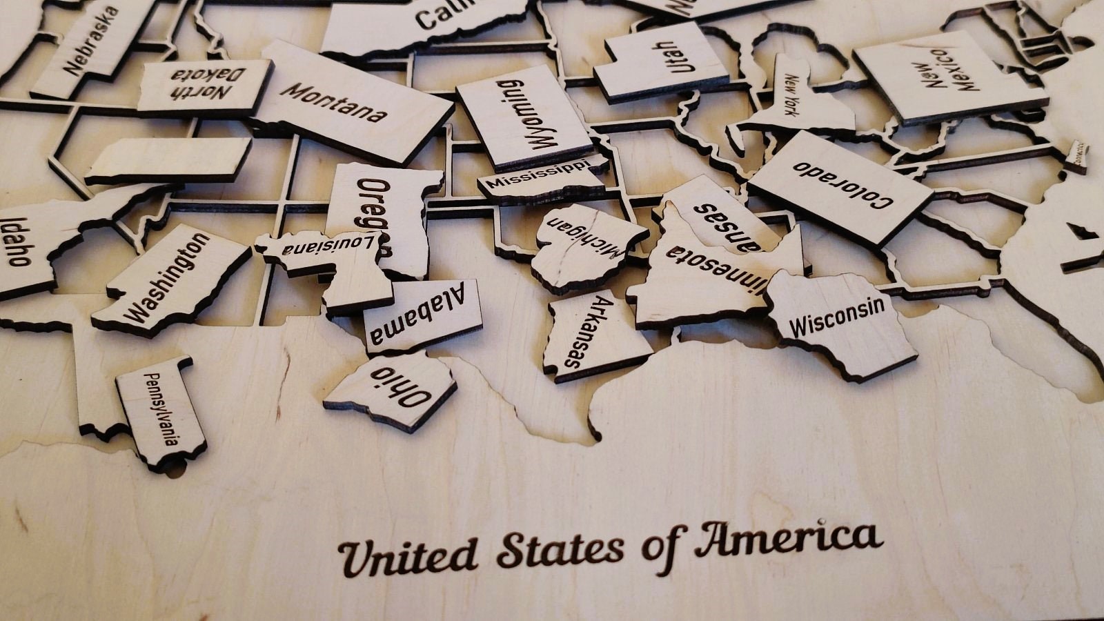 United States Wooden Puzzle Map: Laser Cut Digital File for DIY Wood ...