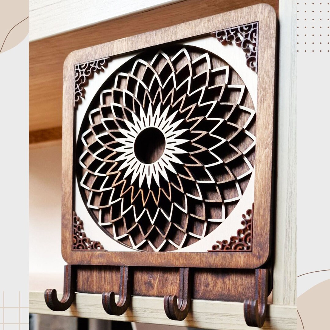 Wooden Mandala Keyholder Elevate Your Entryway Multi-layered Mandala ...