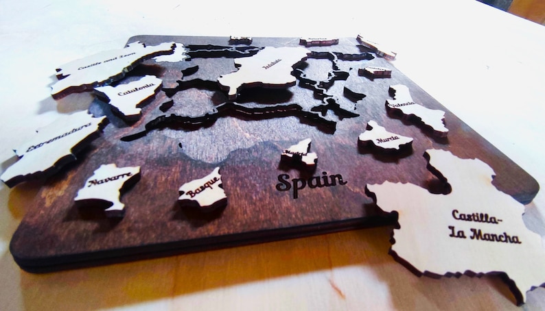 Spain Map Vector Laser Cutting File, Spain Map Puzzle, Glowforge Madrid ...