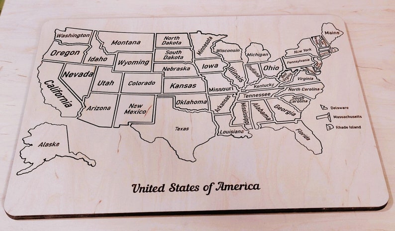 United States Wooden Puzzle Map: Laser Cut Digital File for DIY Wood ...