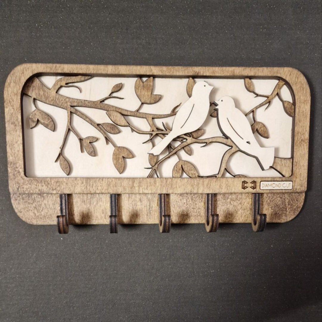 Wooden Keyholder Project for Laser Cut | Birds Love Wooden Key Holder ...