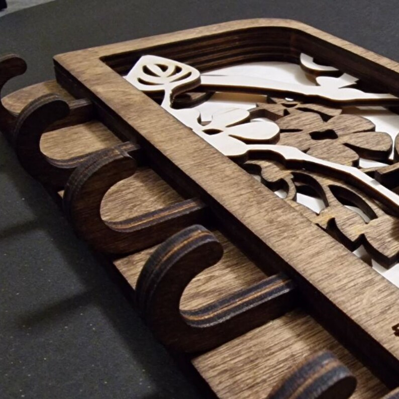 Laser Cut Key Holder Wall Mounted Decorative Hanger Love Birds Digital ...