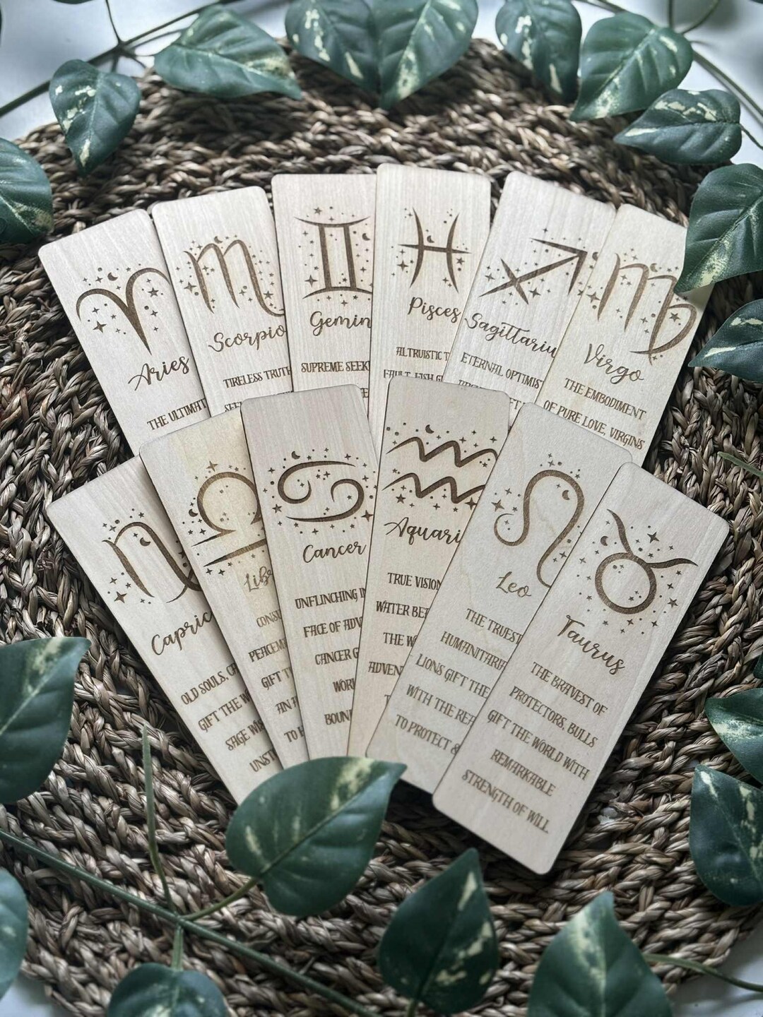 Zodiac Wooden Bookmark – Astrology Gift for Readers, Star Sign Wooden ...