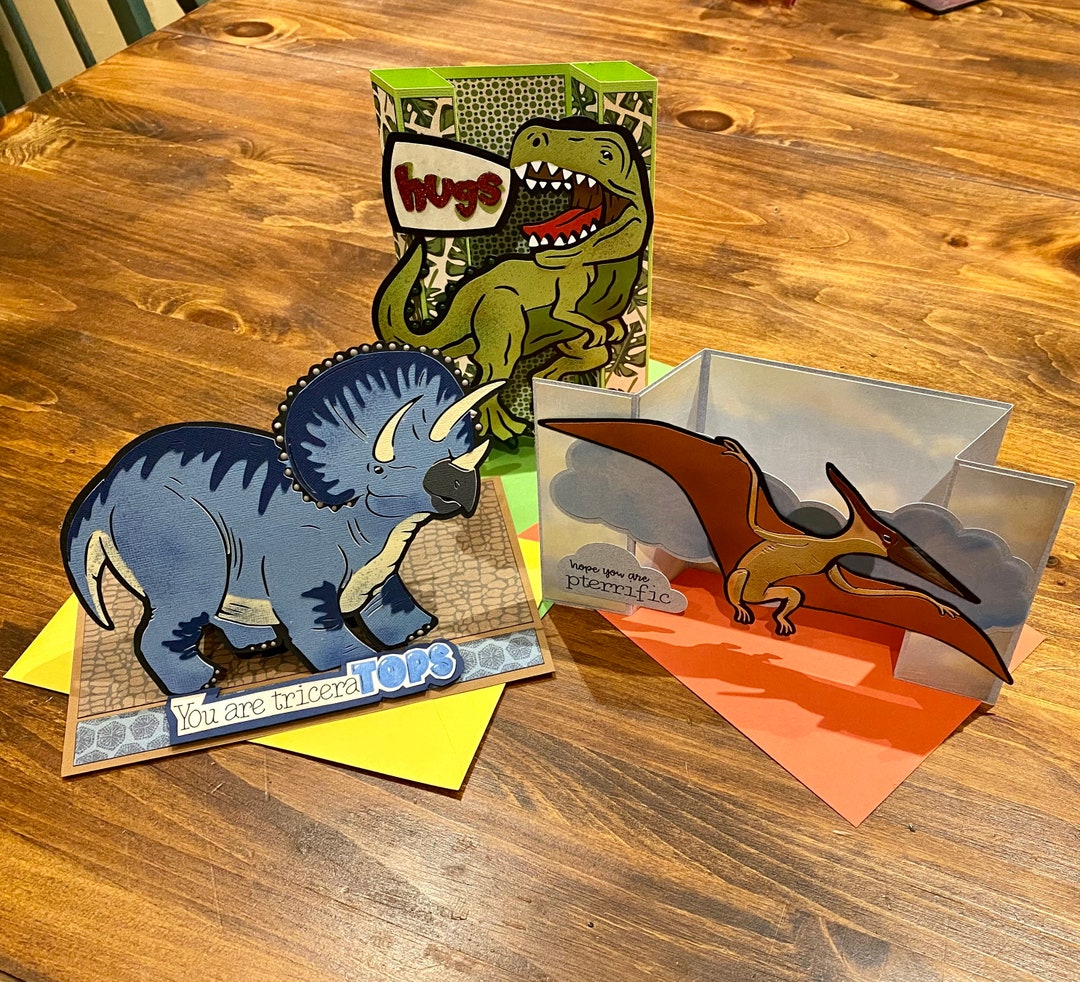 Handmade Pop up Dino Cards- Trex, Triceratops, or Pterosaur - Etsy